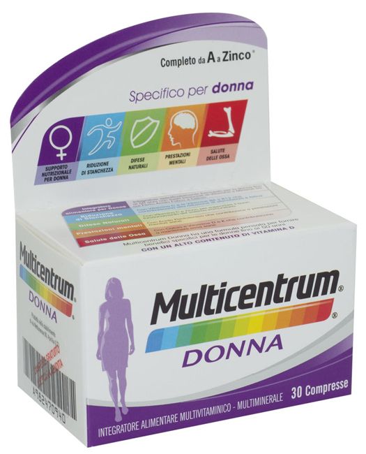 Multicentrum Donna Integratore Multivitaminico Vitamina D Calcio Ferro Acido Folico 30 compresse